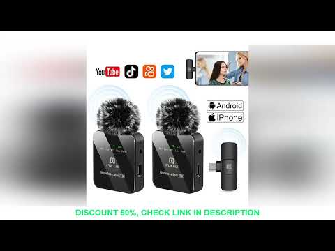 PULUZ Wireless Lavalier Microphone Portable Audio Video Recording Mini Mic for iPhone Android Outdoo