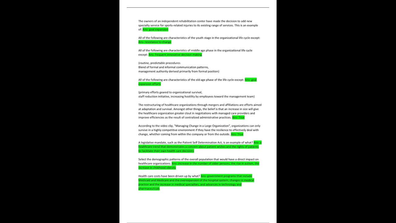 HSV 4800 Final Exam Review Fall 2022 pdf