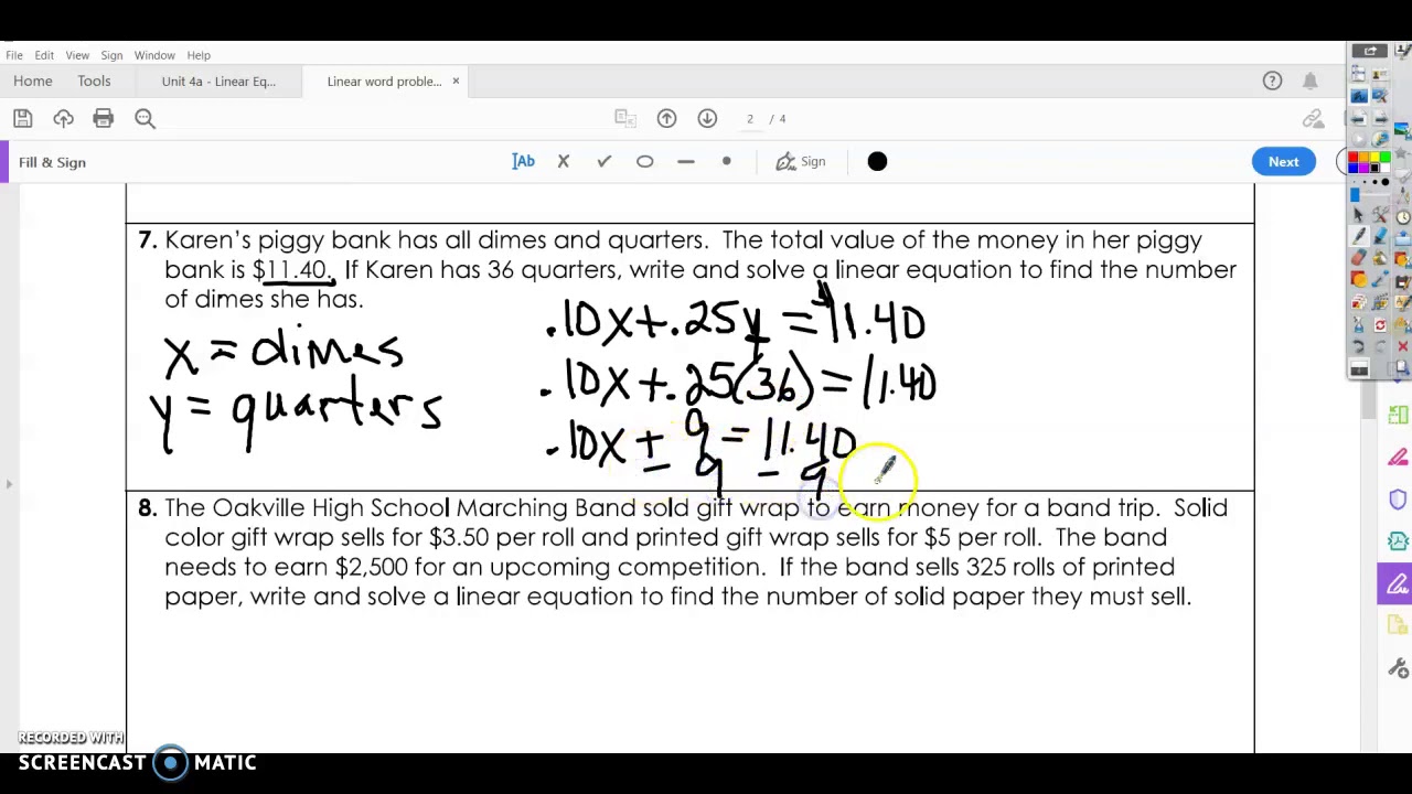 Standard form word problems