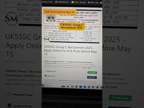 UKSSSC Group C Recruitment 2025 – Apply Online for 416 Posts Before May 15 #ukssc #recruitment