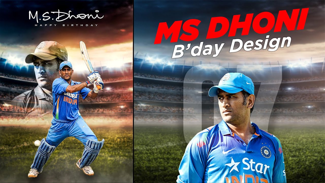 MS Dhoni Bday Poster Design in Photoshop