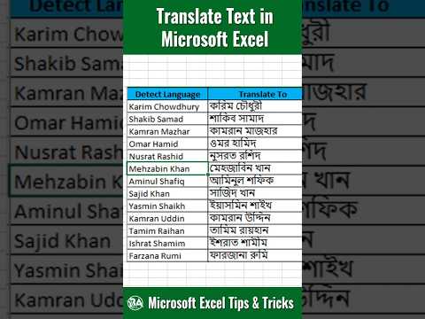 How to use the Translation Features of Microsoft Excel ll Translate in Excel ll English to Bengali