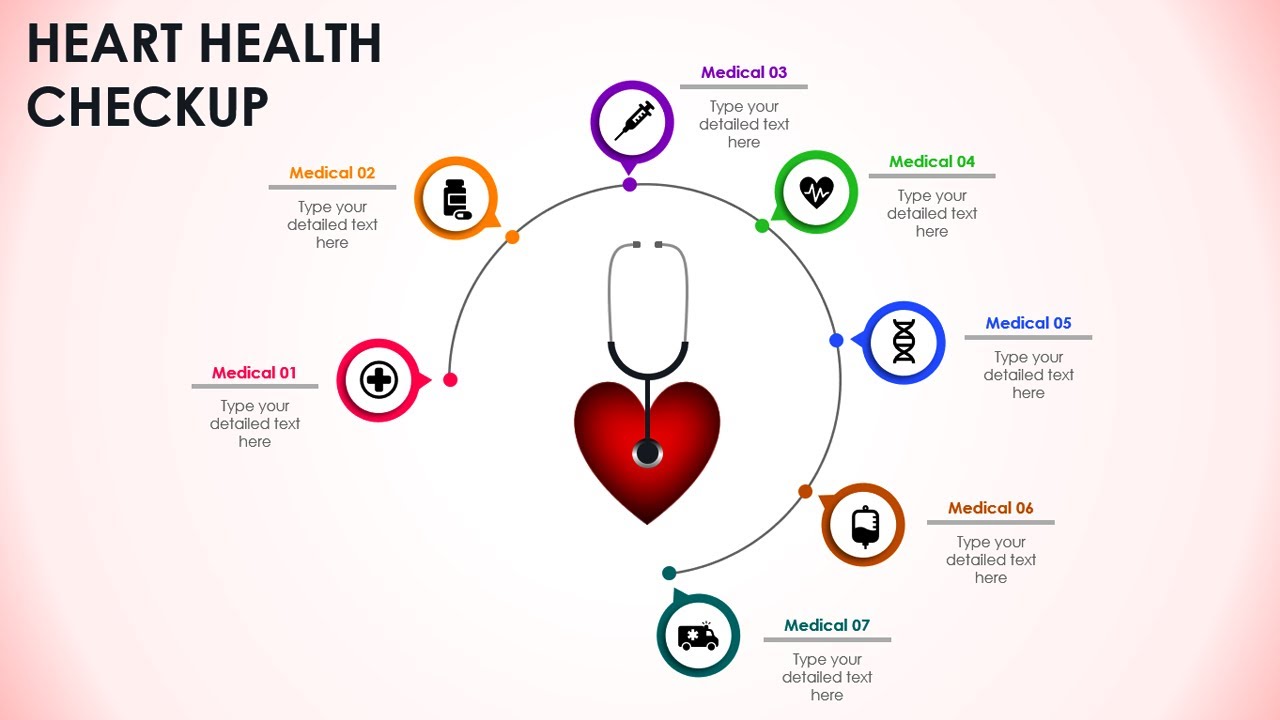 Medical Infographics PowerPoint Template for Healthcare professionals / Heart Health checkup slide