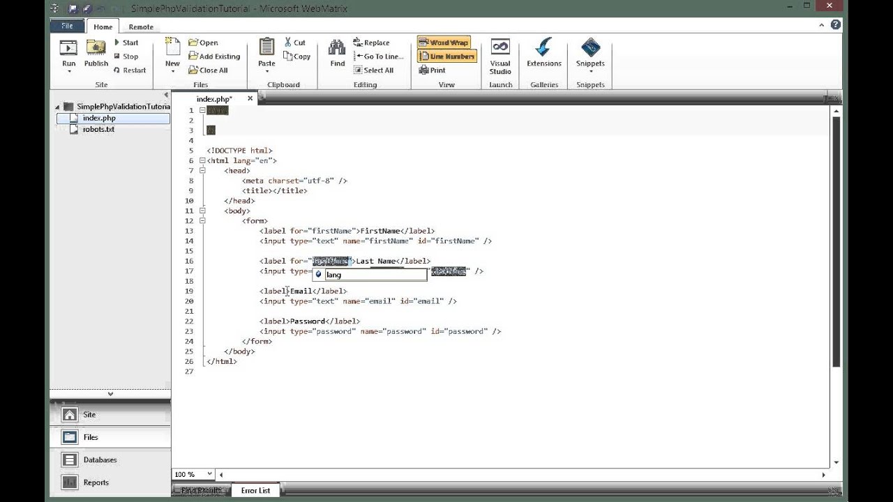 Php Form Validation Tutorial Simple Part 1/6