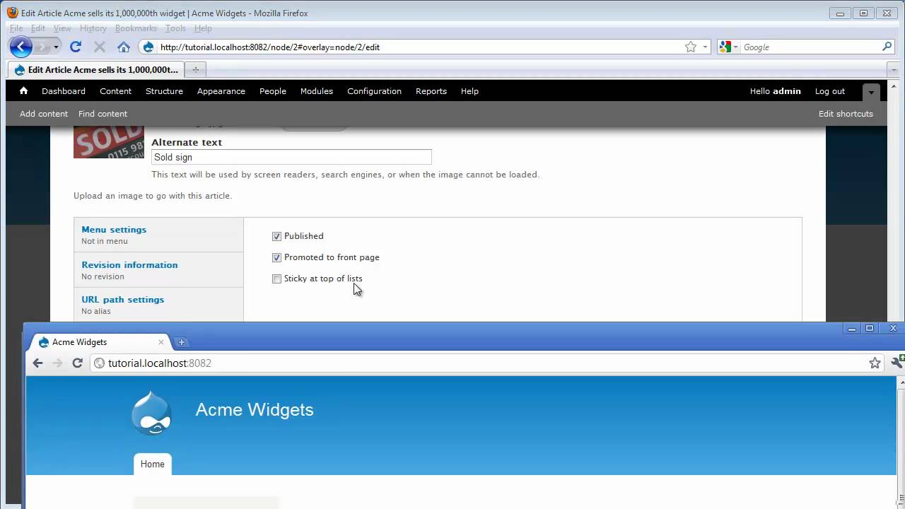 Drupal 7 node publishing controls
