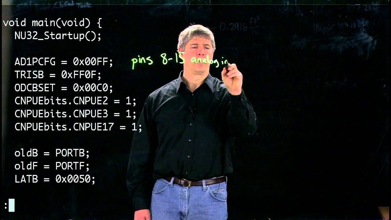 (OLD VERSION) PIC32 program with digital I/O and change notification (Kevin Lynch)