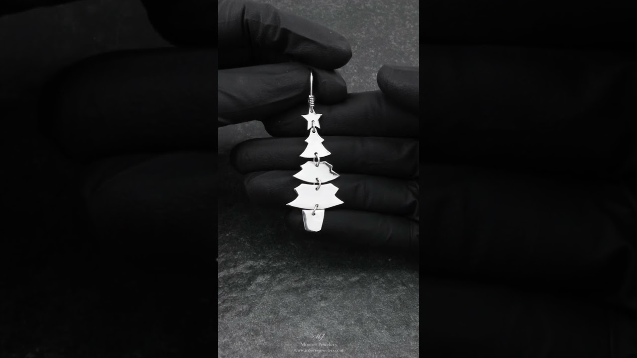 925 Sterling Silver Christmas Tree Earrings: Moore's Jewelers