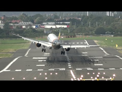 Plane blown off runway by powerful winds forcing pilot into second ...