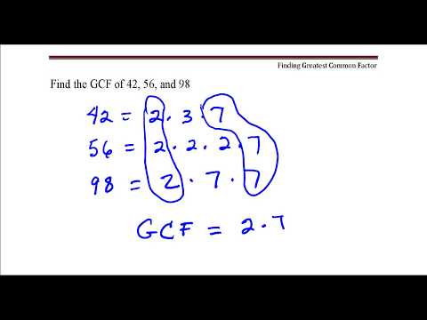 Find the GCF of 42, 56, and 98