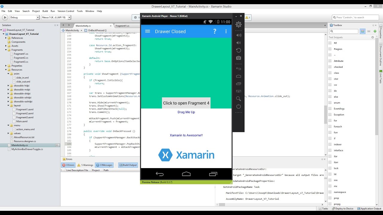 Xamarin Android Tutorial   59   Touch Listener for FrameLayout