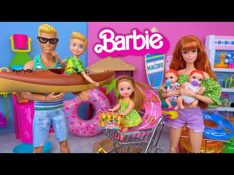 Barbie & Ken Doll Family Summer Fun Shopping Story