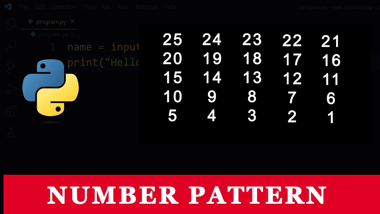 Python Program To Print Number Pattern in Square Shape | 06