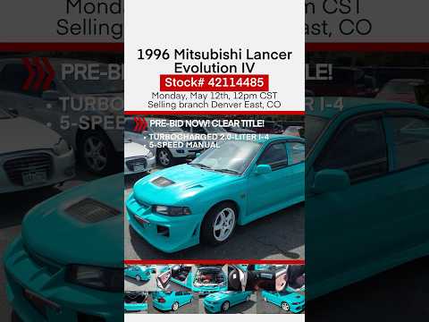 This 1996 Mitsubishi Lancer Evolution IV is ready for some engine mods! Auction is 5/12, 12pm #iaai