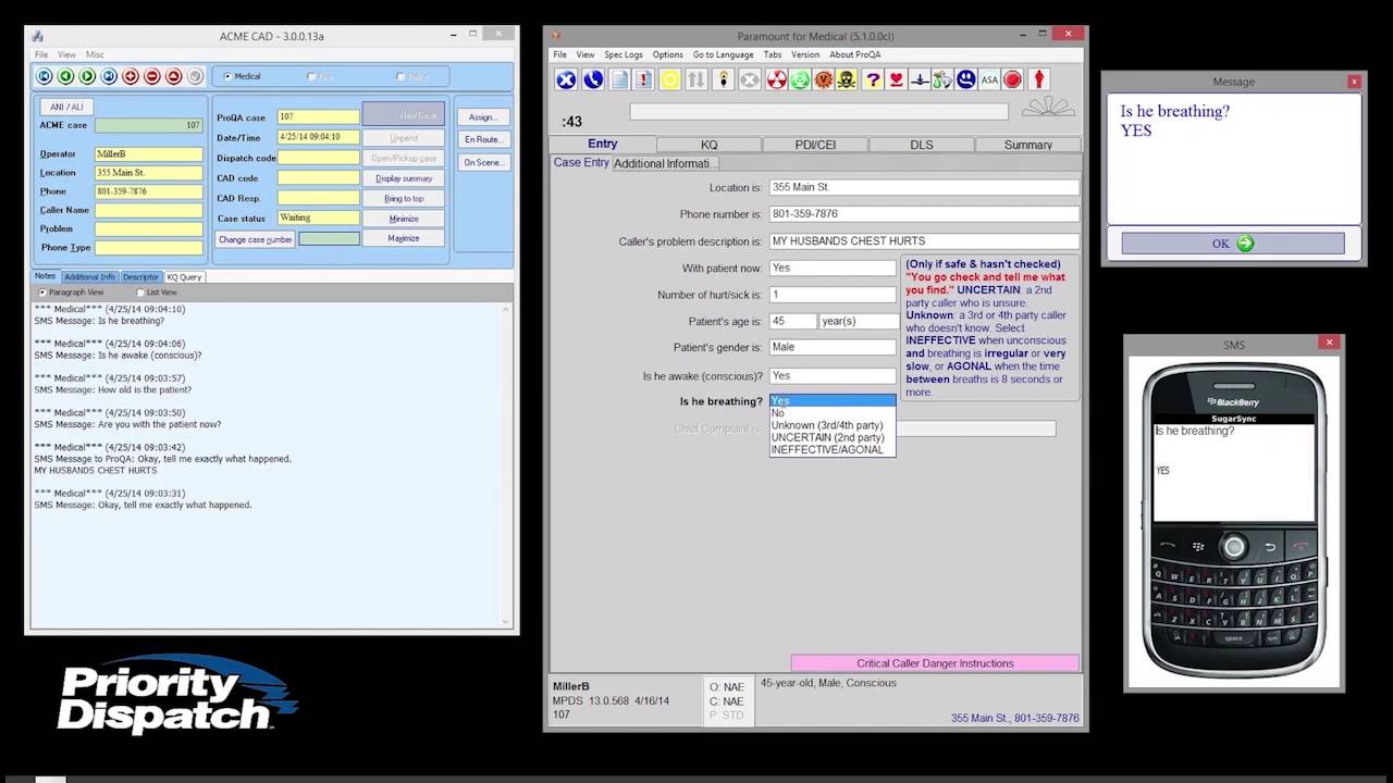 ProQA Multi-Discipline SMS Texting Feature