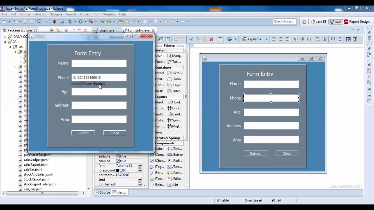 BEAUTIFUL FORM DESIGN WITH VALIDATIONS IN JAVA SWING - Intact Abode