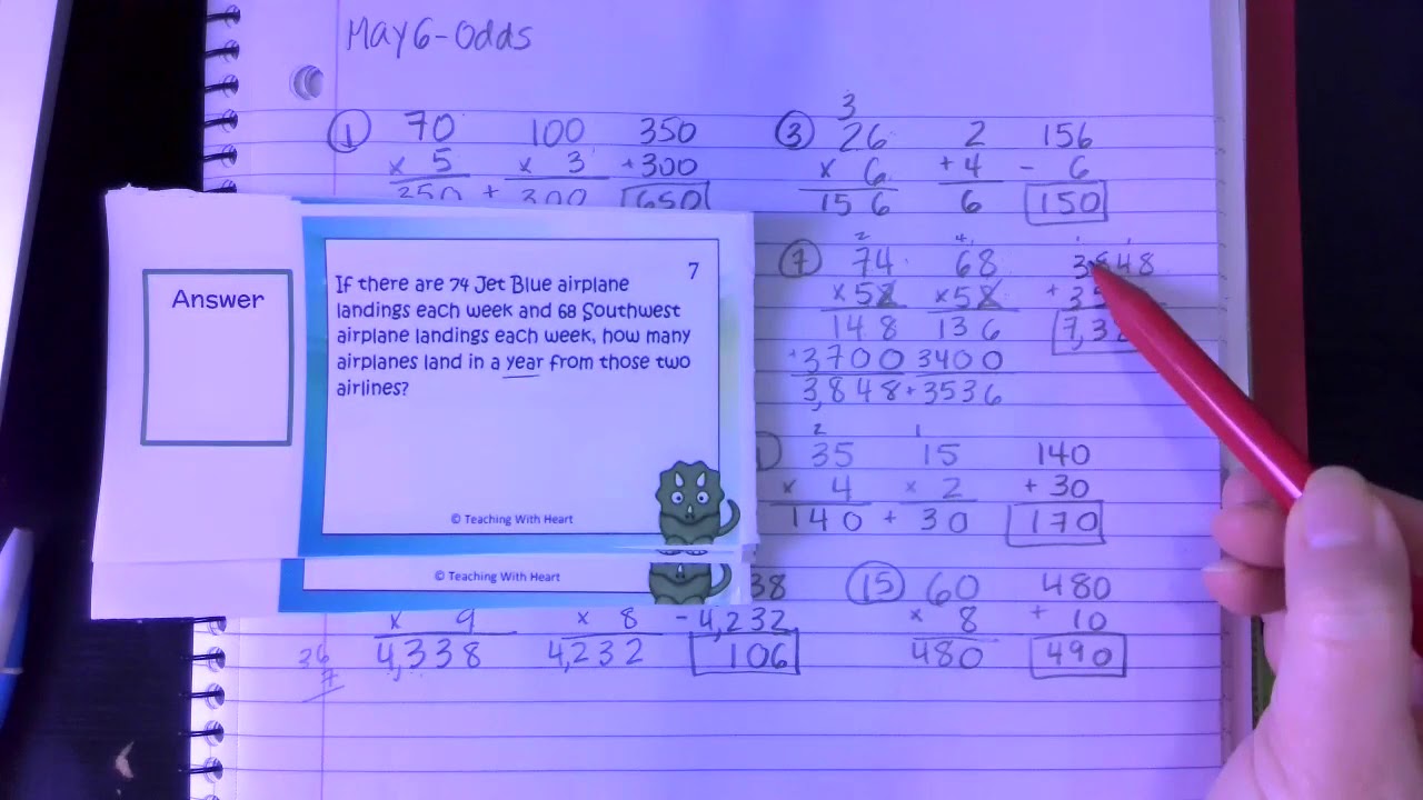 Multiplication task cards odds