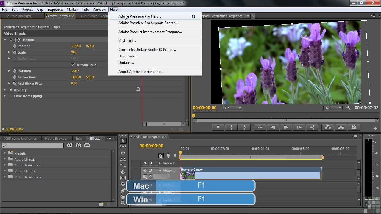 Adobe Premiere Pro CS6 Tutorial | Using Keyframes | Infiniteskills