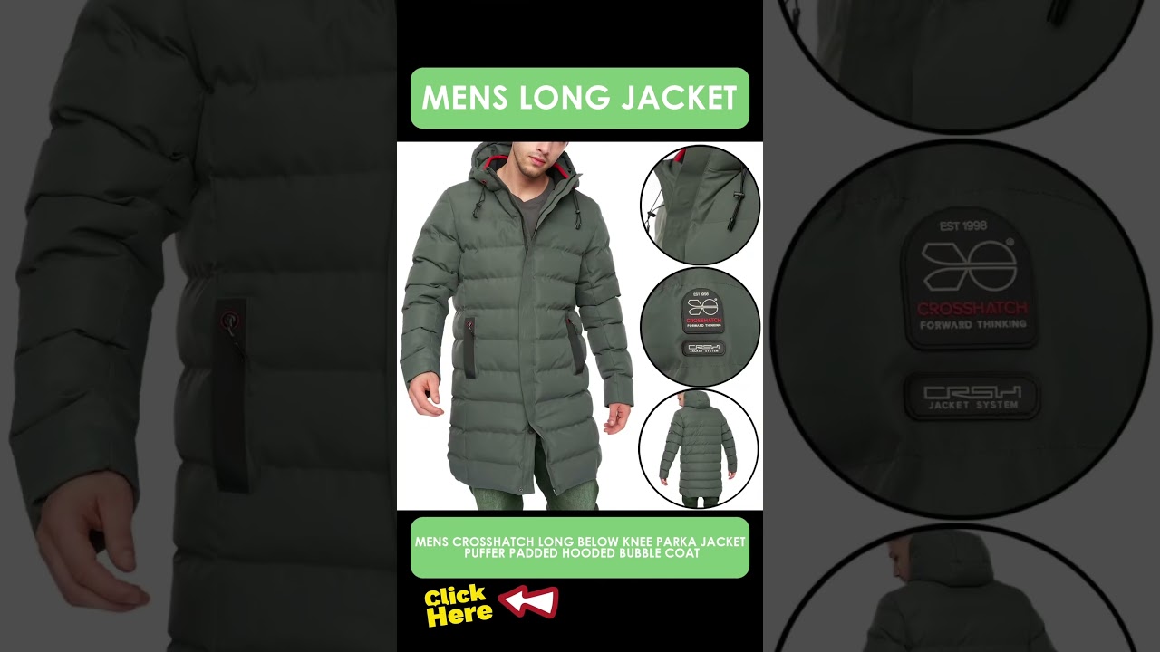 Men's Parka Coat Crosshatch Padded Puffer Long #parkacoat #longcoat #crosshatch