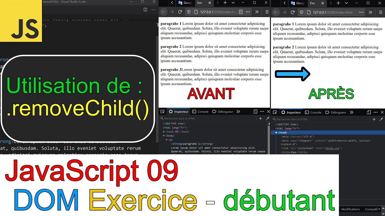 JavaScript09-DOM-Exercice-utilisation de la méthode removeChild( )-débutant