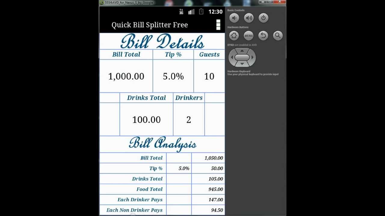 Quick Bill Splitter Free - Tip Calculator (android app)