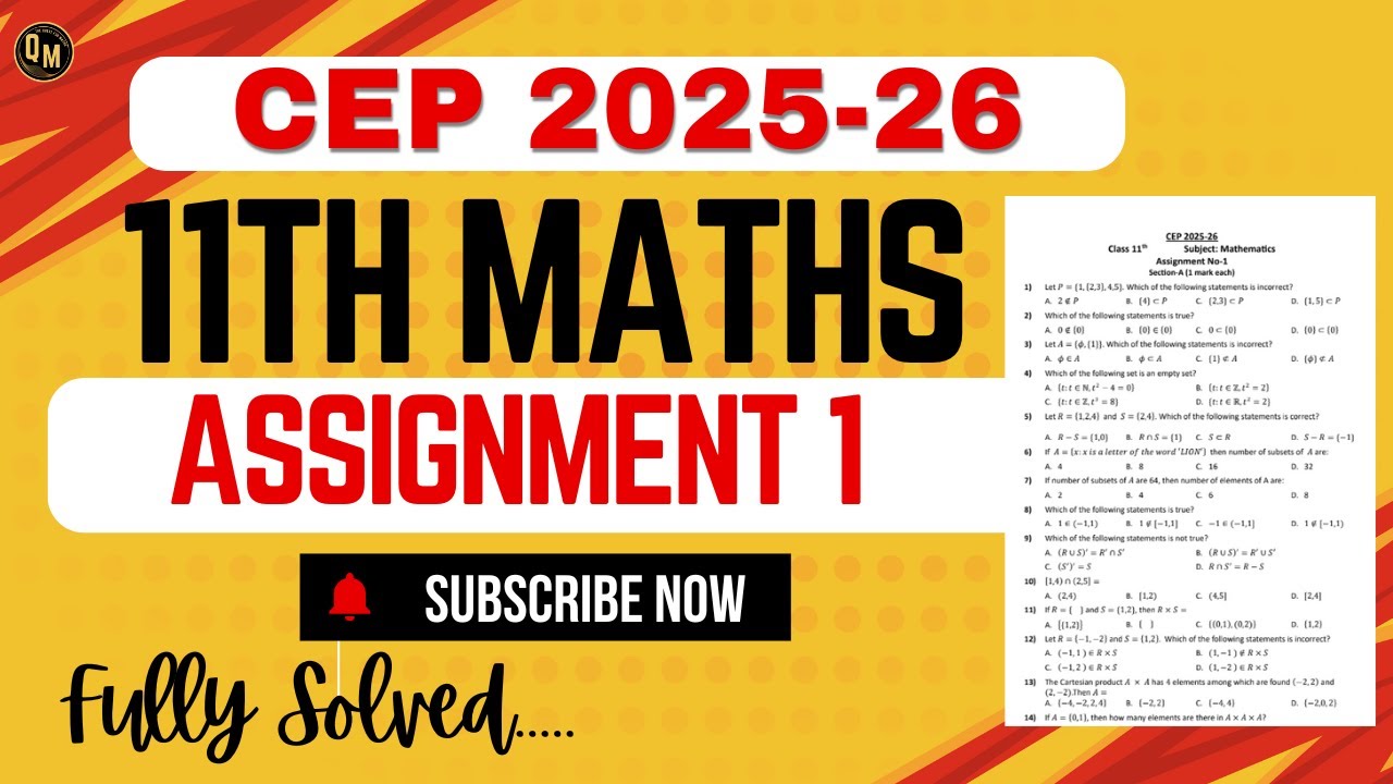 Class 11th Math |Assignment 1 | Complete SOLUTION CEP 2025 Competency Enhancement Plan| NAS |PSEB
