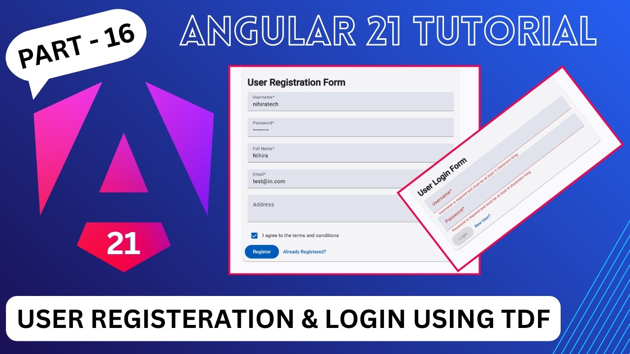 User registeration & Login in angular 21 using template driven form with json-server API 