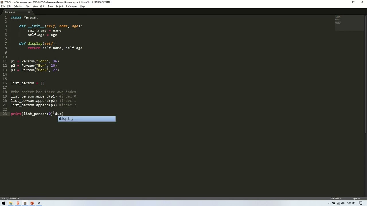 Creating list of objects in Python