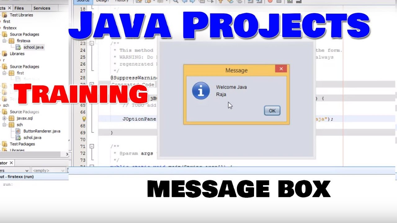 Java Projects Training step by step Message Box