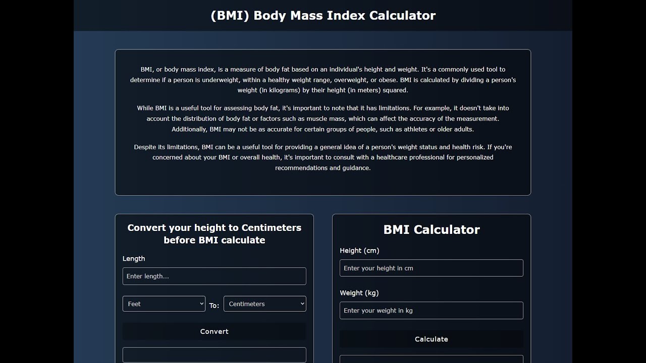 BMI Calculator Using JavaScript | Free Source code