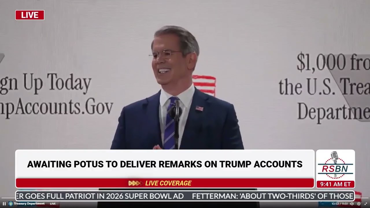 WATCH: Scott Bessent Opens up the Trump Account Launch Summit - 01/28/26