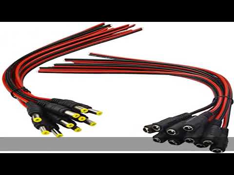 MILAPEAK (Real 18AWG) 10 Pairs 12V 5A DC Power Pigtail Barrel Plug Connector Cable, 2.1mm x 5.5mm M