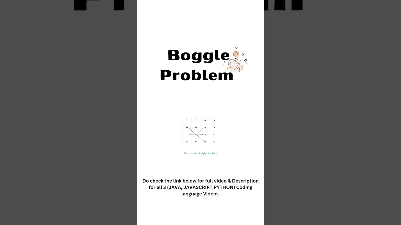 “Solve Boggle Using Backtracking | Coding Interview Guide”  #backtracking #coding #yourubeshorts
