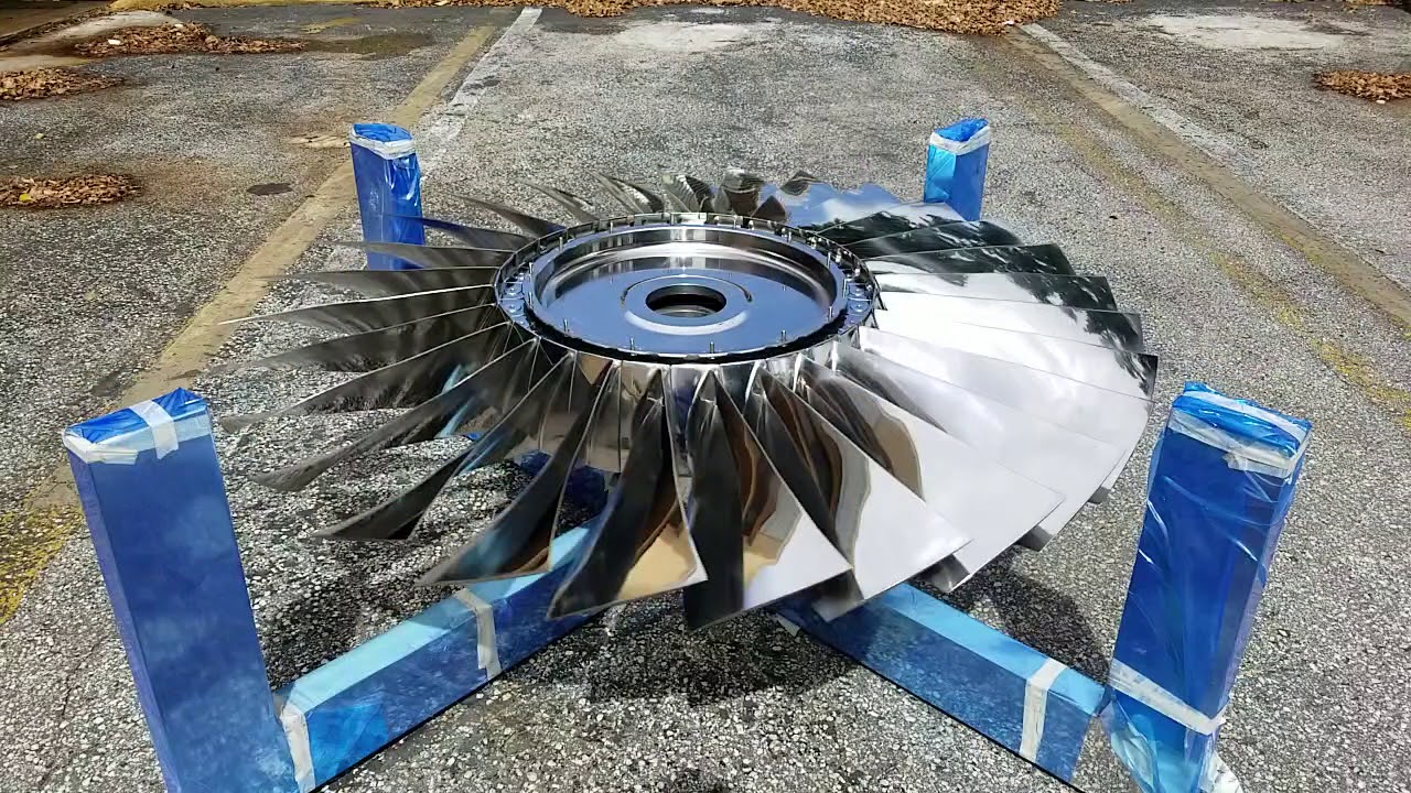 GE CF34 jet engine table spinning. Shutter rate illusion