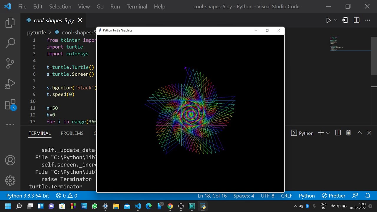 Python Turtle Graphics - 12 | Cool Shape Drawing | Python Turtle Coding Video |