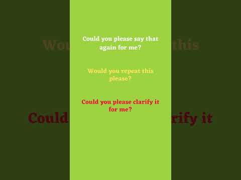 Ask for Clarification in English Part 1