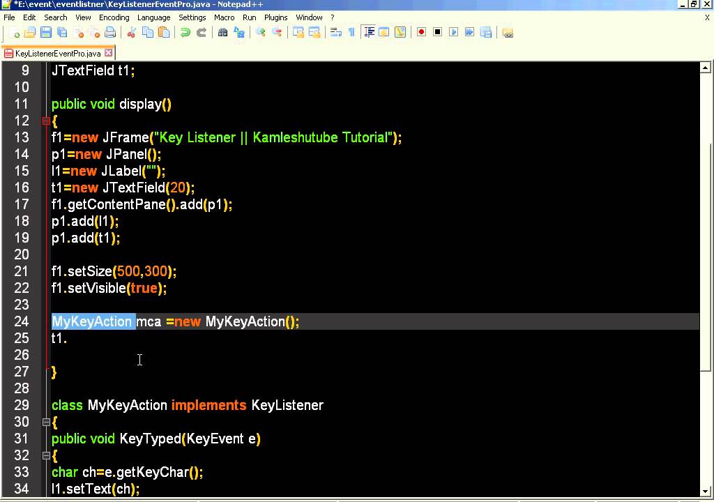 Key Listener Interface || Event Listener || Java Swing Interface