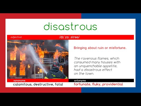 D I S A S T R O U S - WORD OF THE DAY - English - Meaning - Spelling - Synonyms & Antonyms SATS  KS2