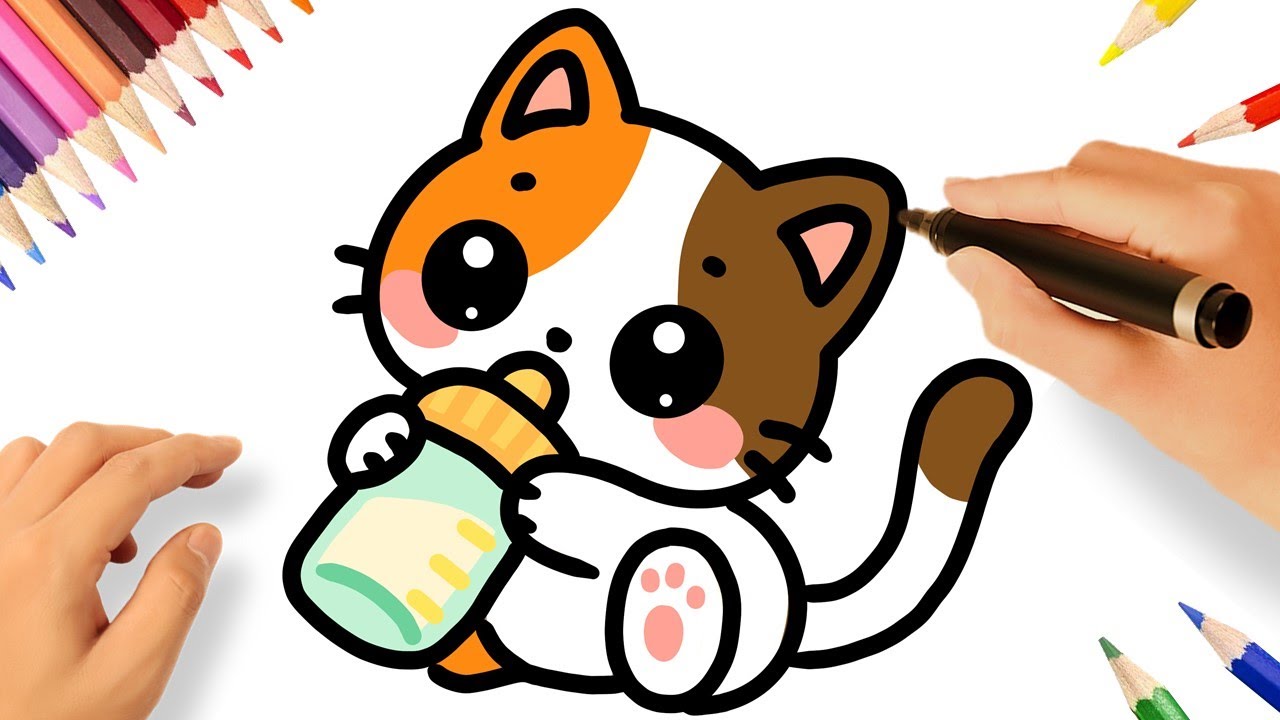 CÓMO DIBUJAR UN GATITO BEBÉ KAWAII FACIL PASO A PASO 😻🍼