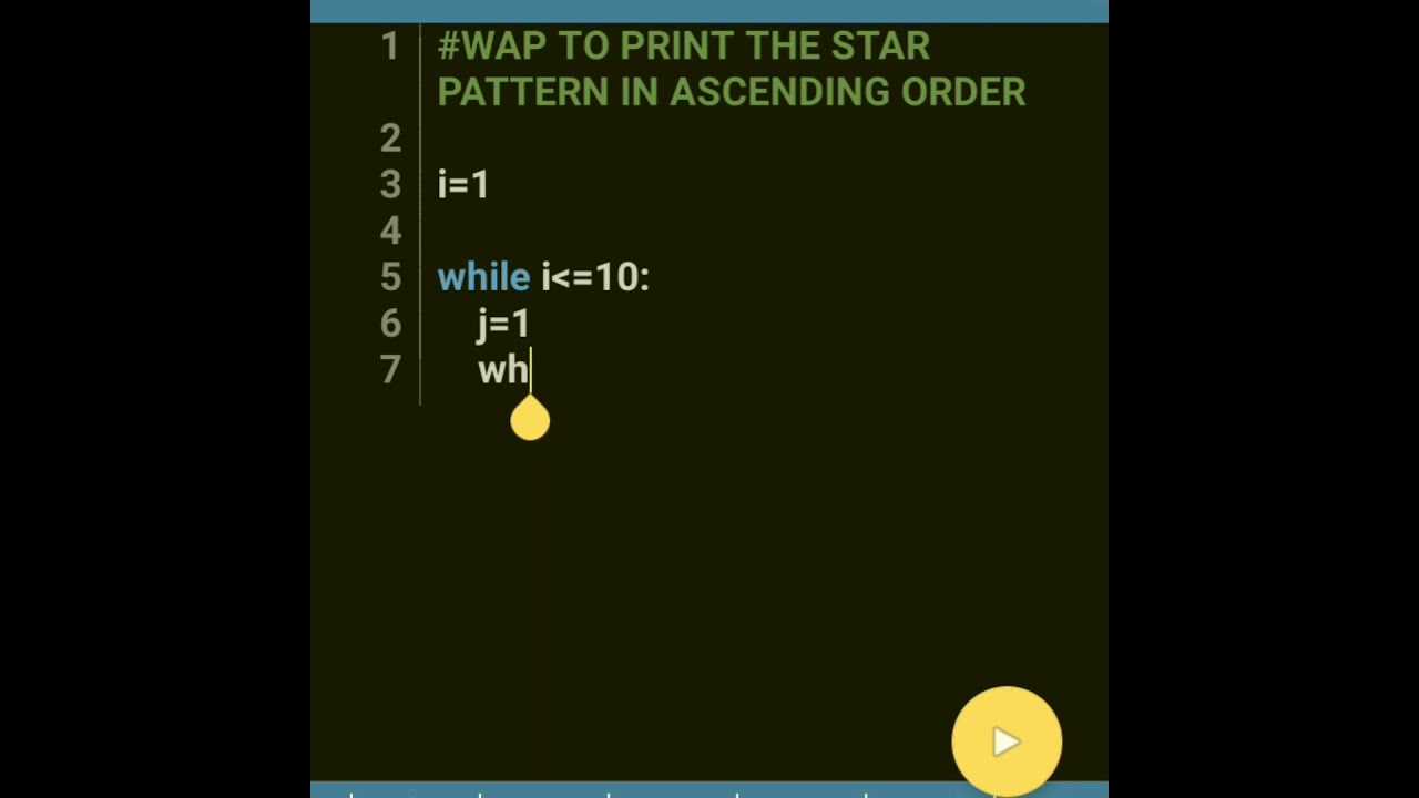 Python program to print the STAR PATTERN in ascending order