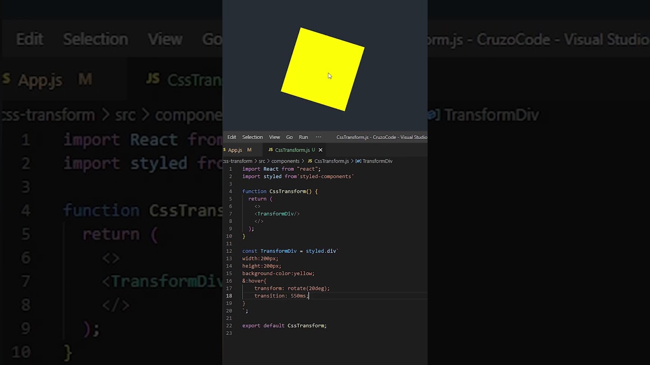 CSS transform property in react styled component.