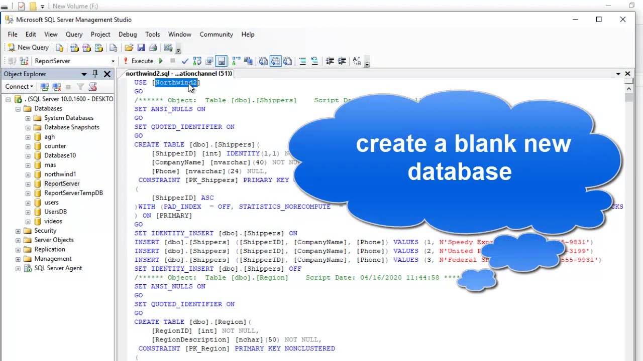 Convert Database between SQL Versions:part2-Convert SQL Script to SQL Server