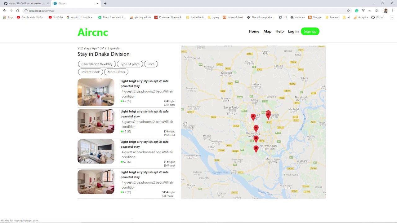 simple react js app with google map integration