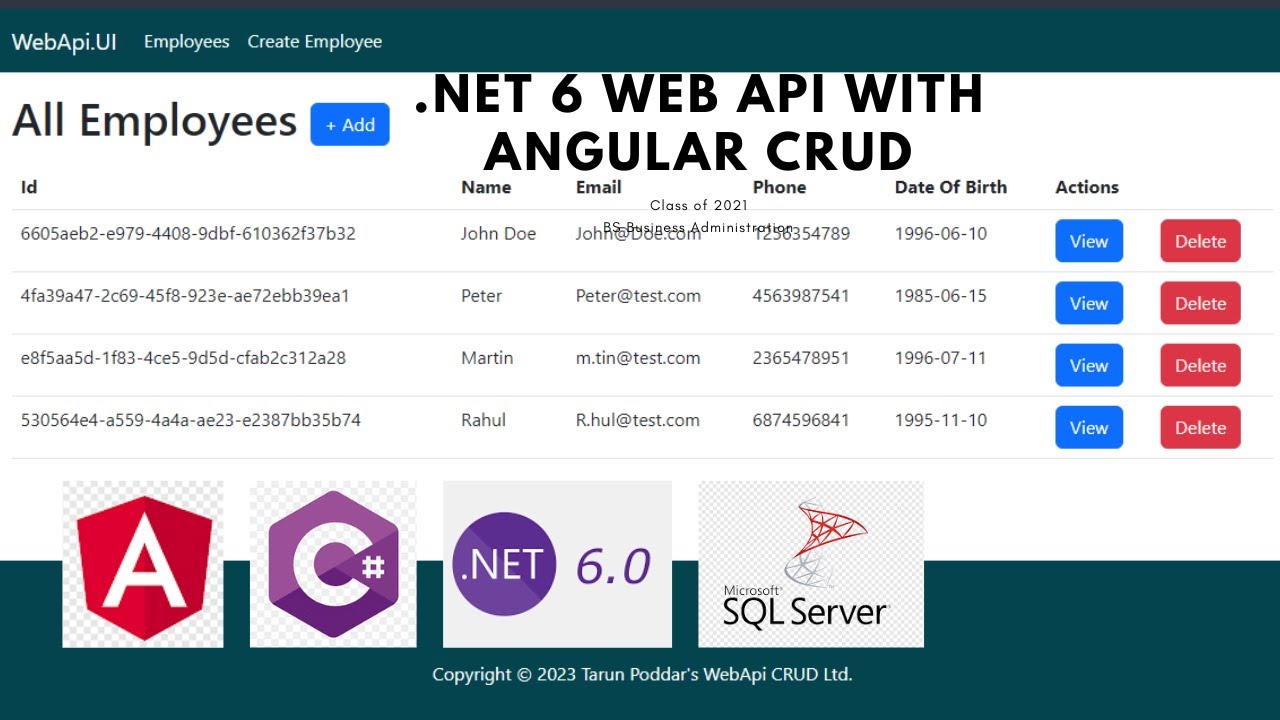 ASP.NET 6 Web API with Angular , Entity Framework and SQL Server CRUD with all Validations