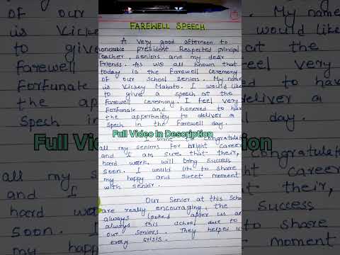 Speech on Farewell in English || Farewell || #shorts #youtubeshorts #farewell #speech #description