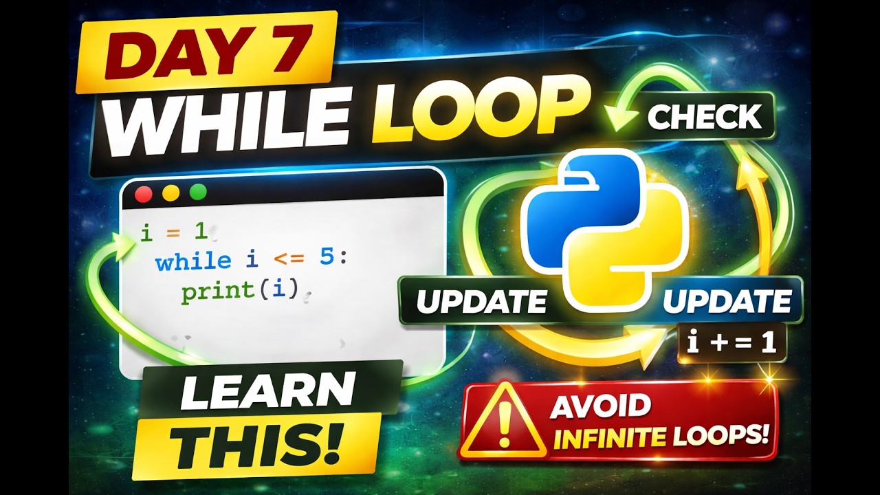 Python While Loop Explained for Beginners | Infinite Loop + Examples | Day 7
