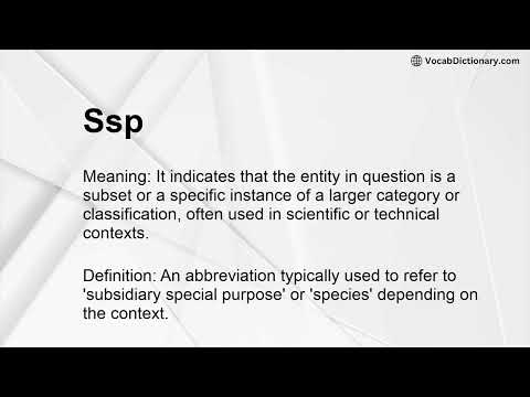 Ssp Meaning