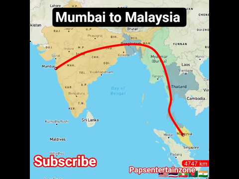 Mumbai 🇮🇳 to Malaysia travel map 🗾#india#map#mumbai#malaysia#shorts#flight#travel#vlog#short#youtube