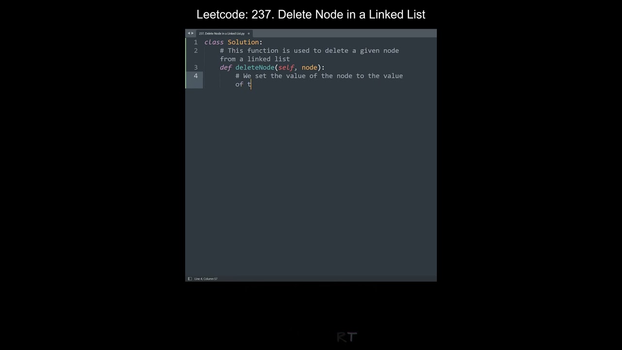 Leetcode 237. Delete Node in a Linked List in Python | Python Leetcode | Python Coding Tutorial