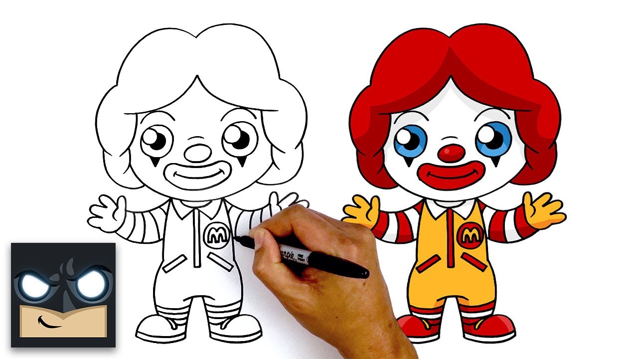 How To Draw Ronald McDonald 🍔🍟🥤Cartooning 4 Kids