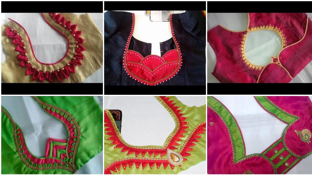 Simple Patch Work Blouse Back Neck Designs -BlouseDesigns - Blouse Designs